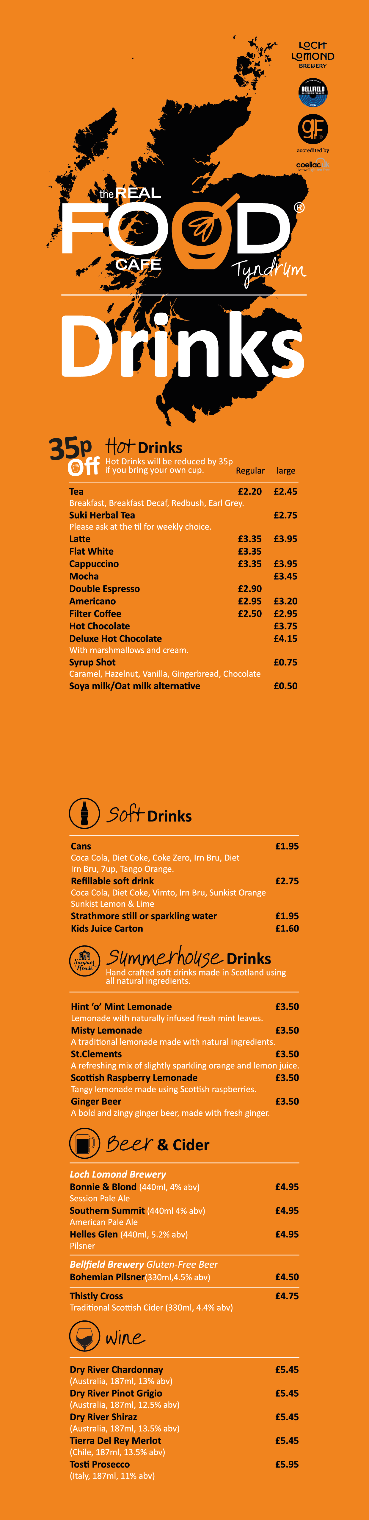 Drinks Menu The Real Food Cafe Tyndrum Drinks Menu The Real Food Cafe Tyndrum